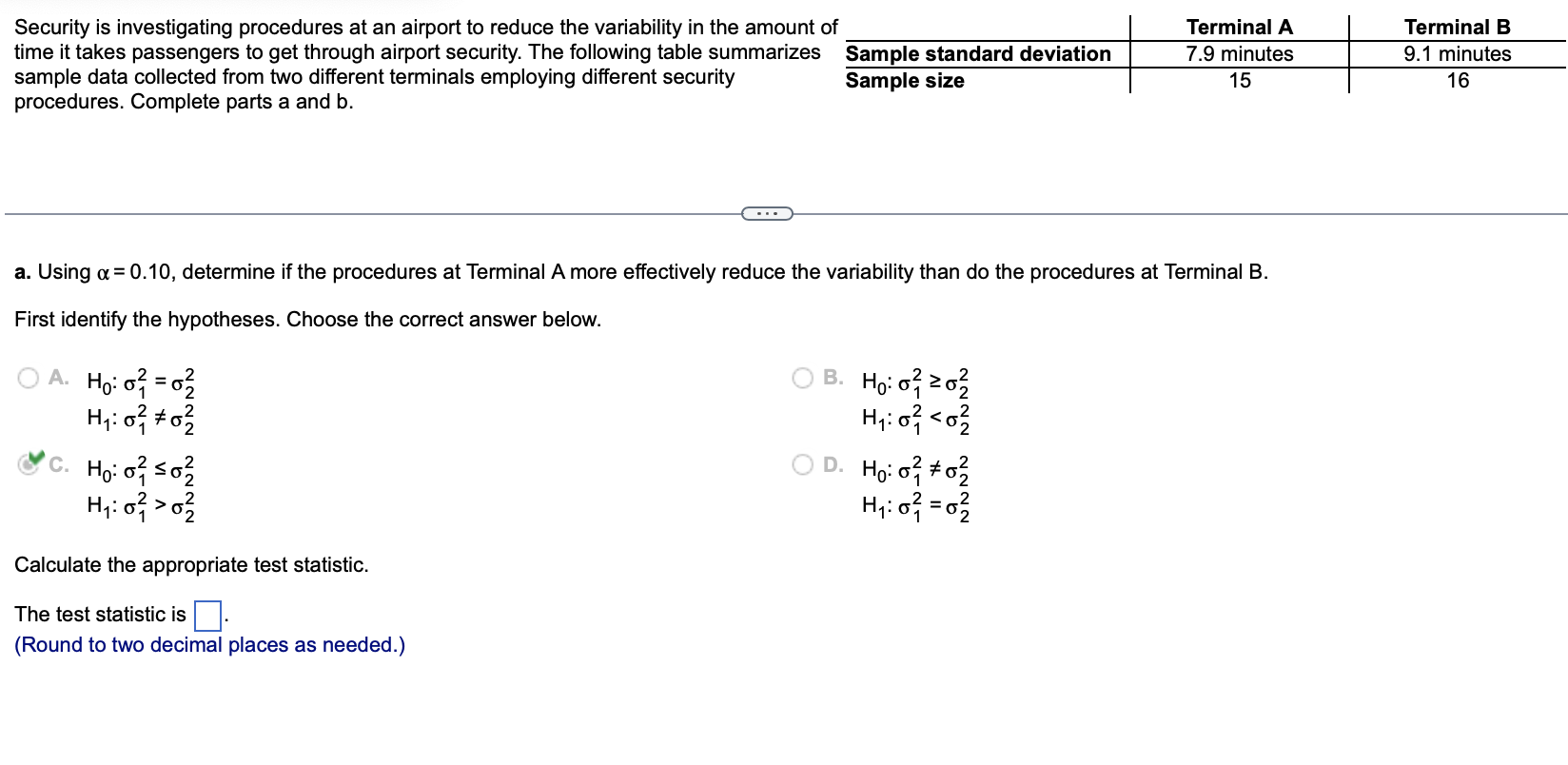 Solved A Determine The Appropriate Critical Value S B