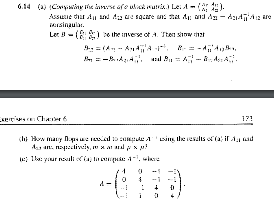 11 A12 6.14 (a) (Computing the inverse of a block | Chegg.com