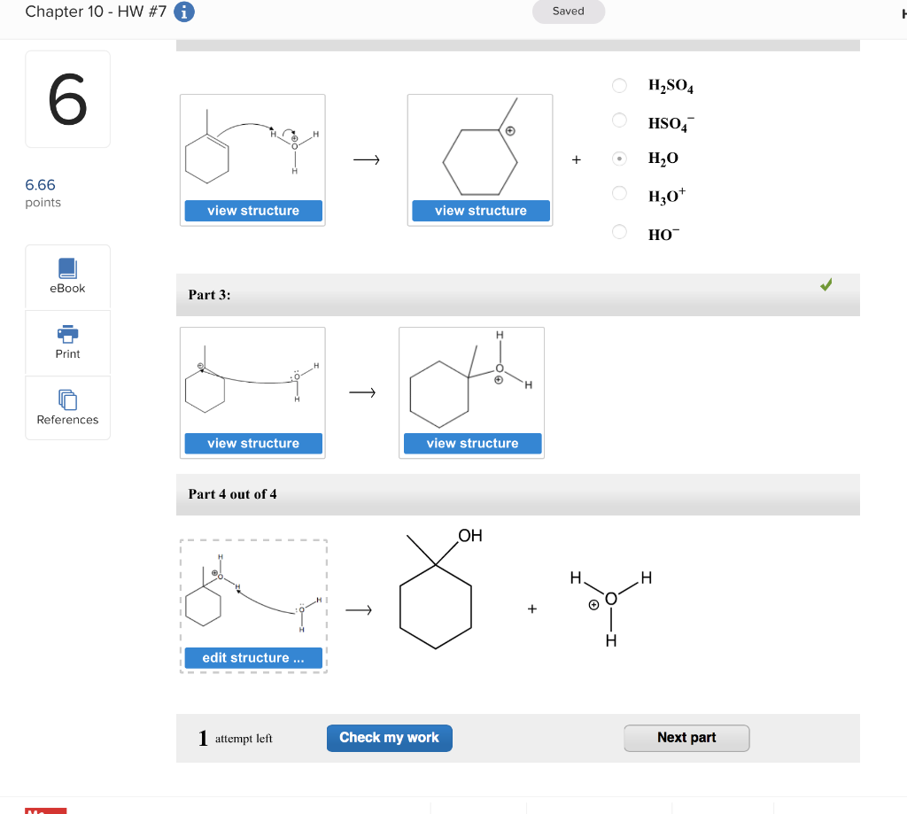 Solved Chapter 10 - HW #7 A Saved H2SO4 6.66 points HS04 H20 | Chegg.com