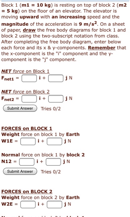 Solved Block 1 (m1 10 kg) is resting on top of block 2 (m2 = | Chegg.com