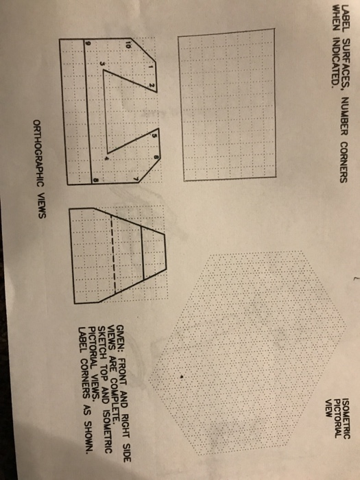 Solved LABEL SURFACES, NUMBER CORNERS WHEN INDICATED. | Chegg.com