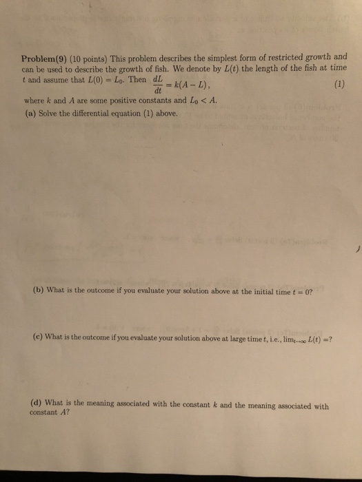 Solved Problem(9) (10 points) This problem describes the | Chegg.com