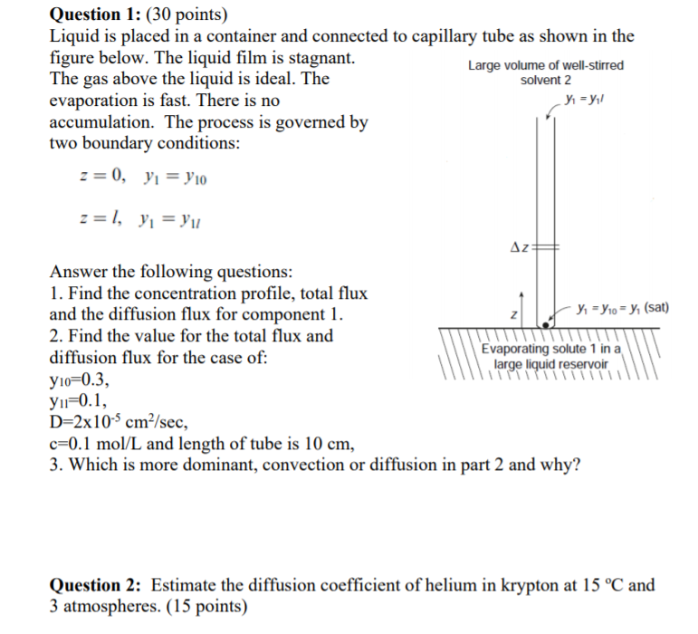 Solved Question 1: (30 points) Liquid is placed in a | Chegg.com