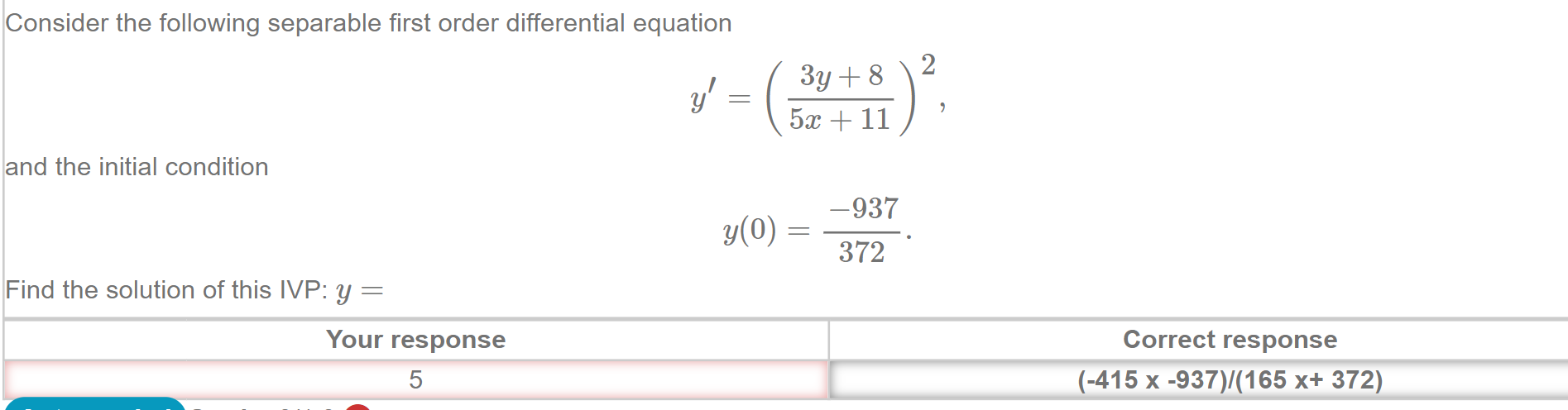 Solved Consider The Following Separable First Order