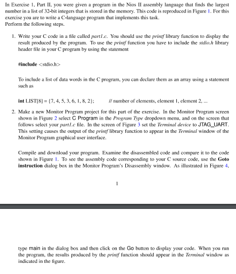 Solved In Exercise 1, Part II, you were given a program in | Chegg.com