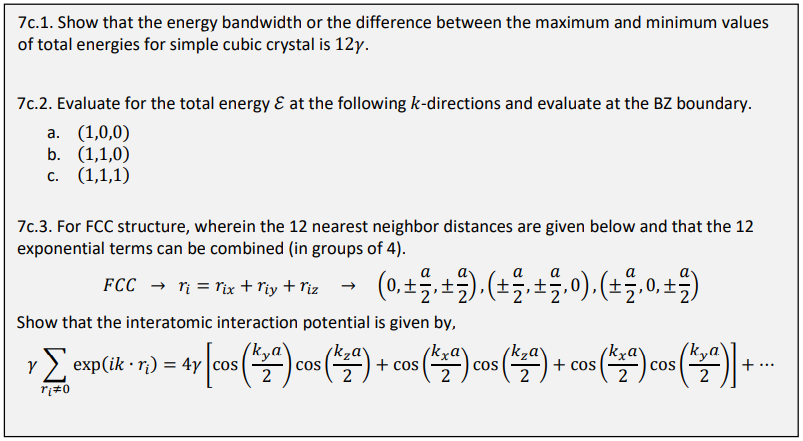 Solved 7c.1. Show that the energy bandwidth or the | Chegg.com