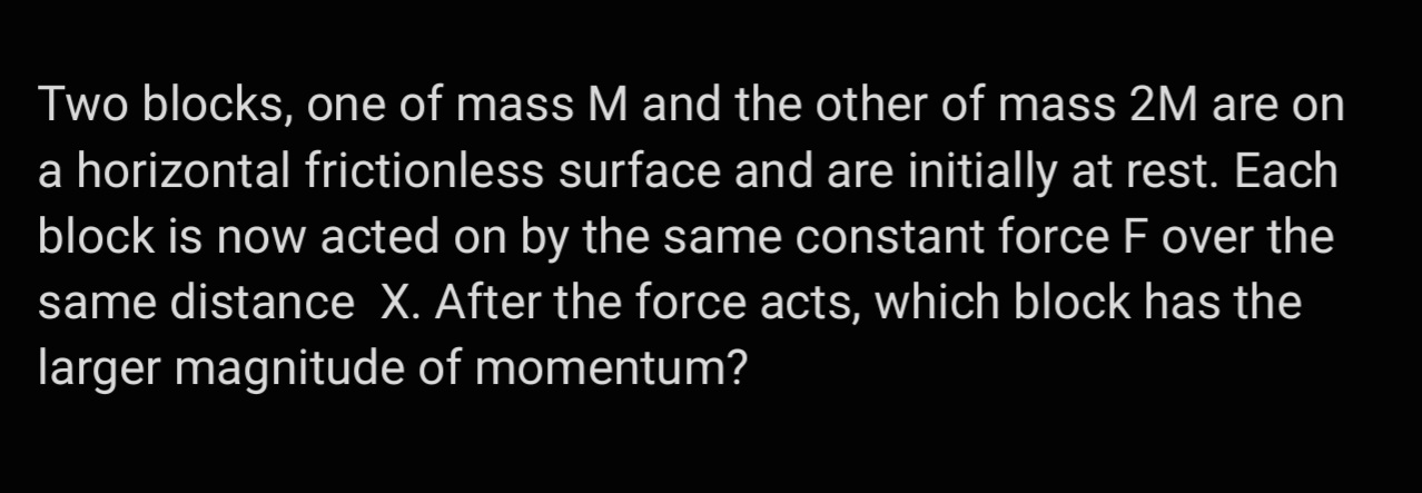 Solved Two blocks, one of mass M and the other of mass 2M | Chegg.com