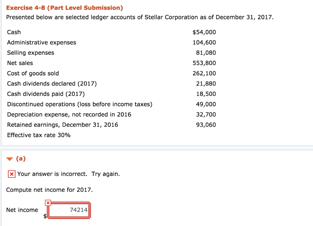 Solved Exercise 4-8 (Part Level Submission) Presented below | Chegg.com