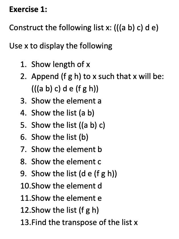 Solved Lab 8: List processing in Scheme Lists: A. | Chegg.com