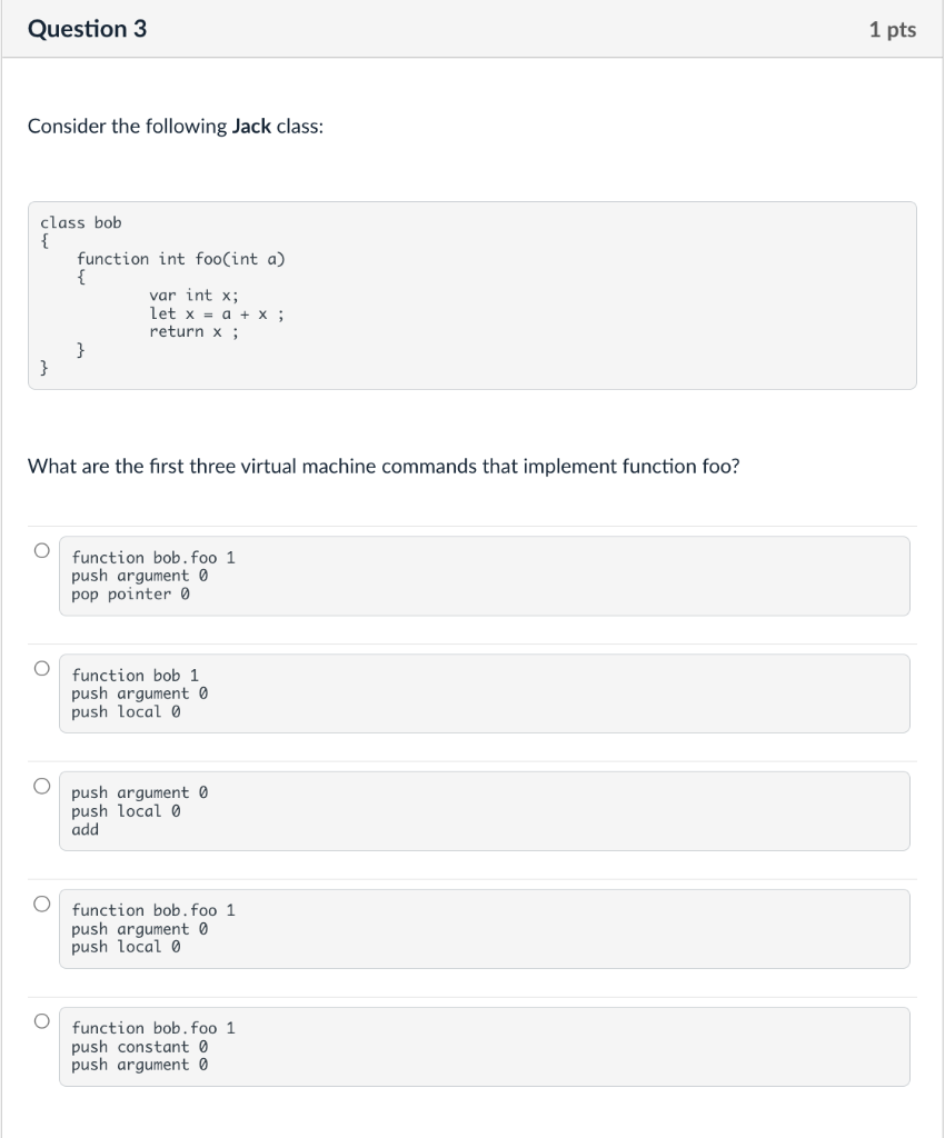 Solved Consider the following Jack class: let x=a+x; What | Chegg.com