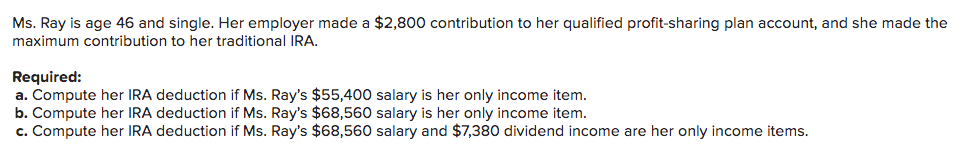 Solved Ms. Ray is age 46 and single. Her employer made a | Chegg.com