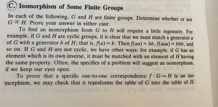 Solved C.Isomorphism of Some Finite Groups In each of the | Chegg.com