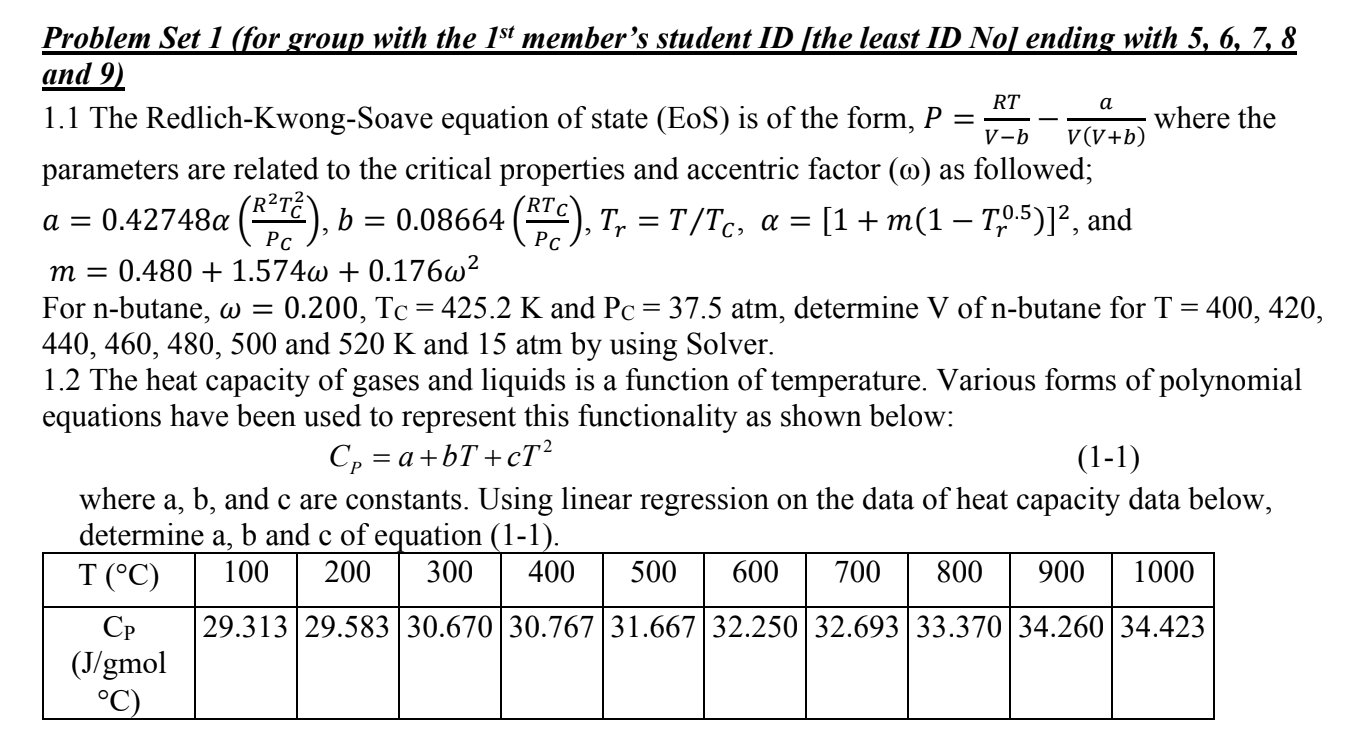 Problem Set 1 (for group with the 1st member's | Chegg.com
