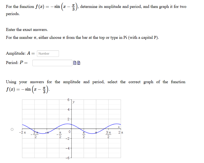 Solved For the function f(x)=−sin(x−3π), determine its | Chegg.com