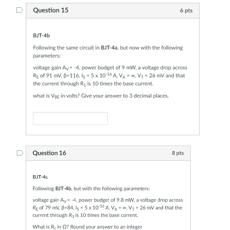 Solved ALL THREE PARTS PLEASE, what is the emitter current, | Chegg.com