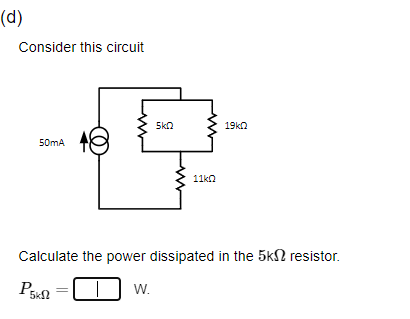 Solved Consider this circuit Calculate the power dissipated | Chegg.com
