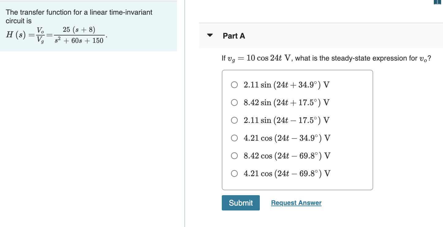 Solved The transfer function for a linear time-invariant | Chegg.com
