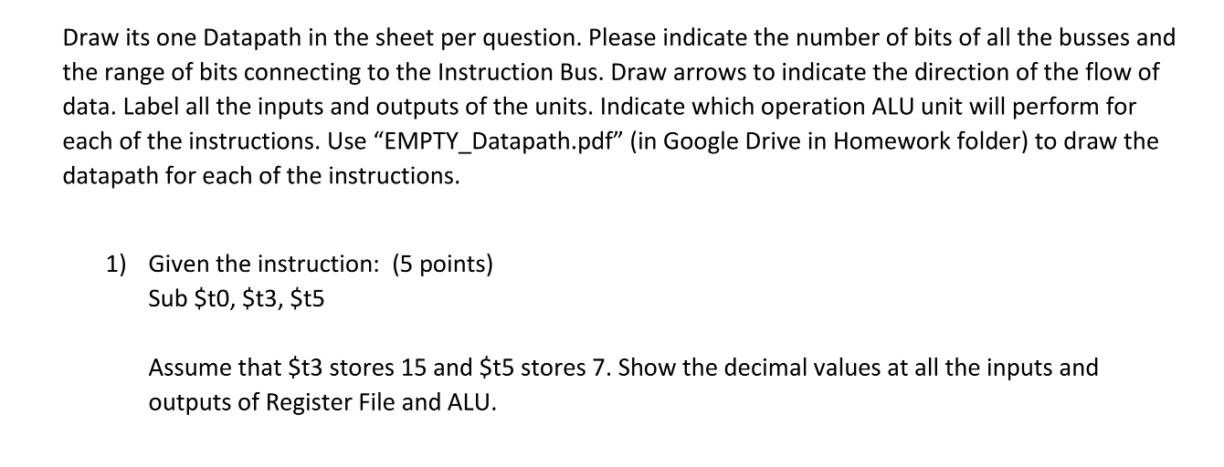 Solved Draw its one Datapath in the sheet per question. | Chegg.com