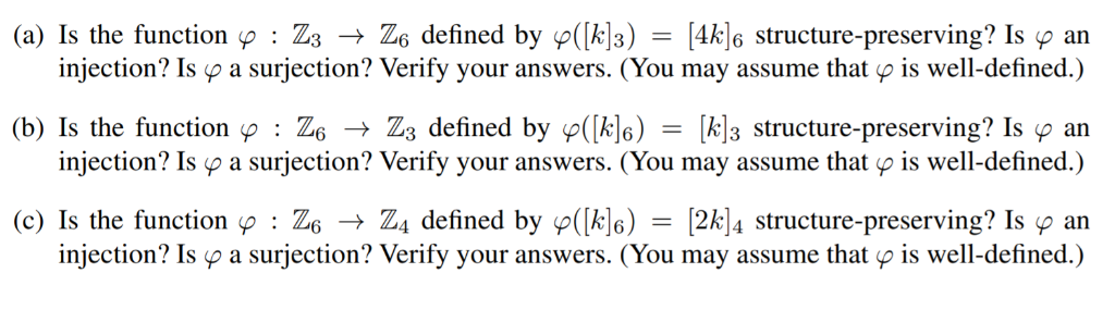 Solved (a) Is the function yo : Z3 → Z6 defined by 9( | Chegg.com