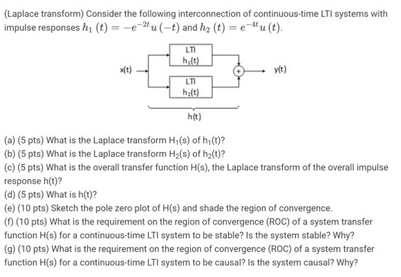 Solved (Laplace transform) Consider the following | Chegg.com