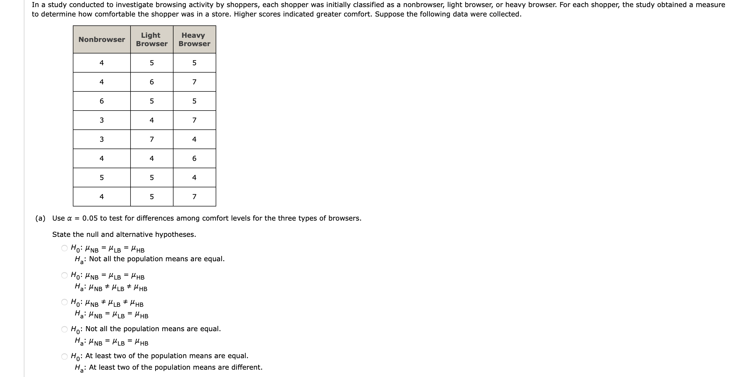 Solved to determine how comfortable the shopper was in a | Chegg.com