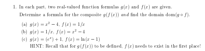 Solved 1. In each part, two real-valued function formulas | Chegg.com