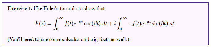 Solved Exercise 1. Use Euler's formula to show that | Chegg.com