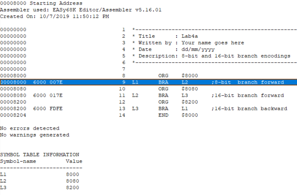 Calculate the offset of the BRA L1 instruction by | Chegg.com
