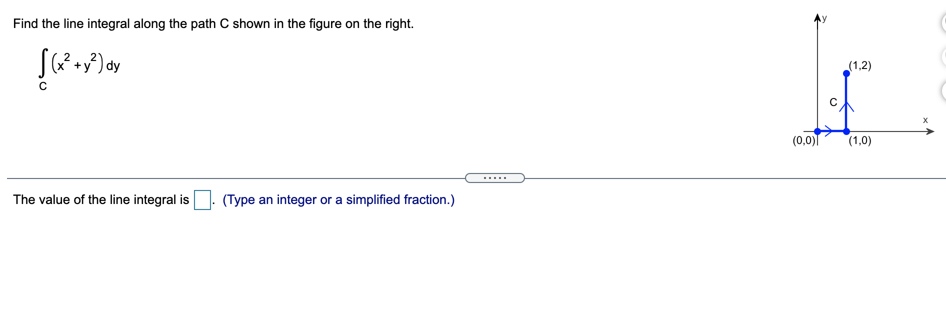 Solved Find the line integral along the path C shown in the | Chegg.com