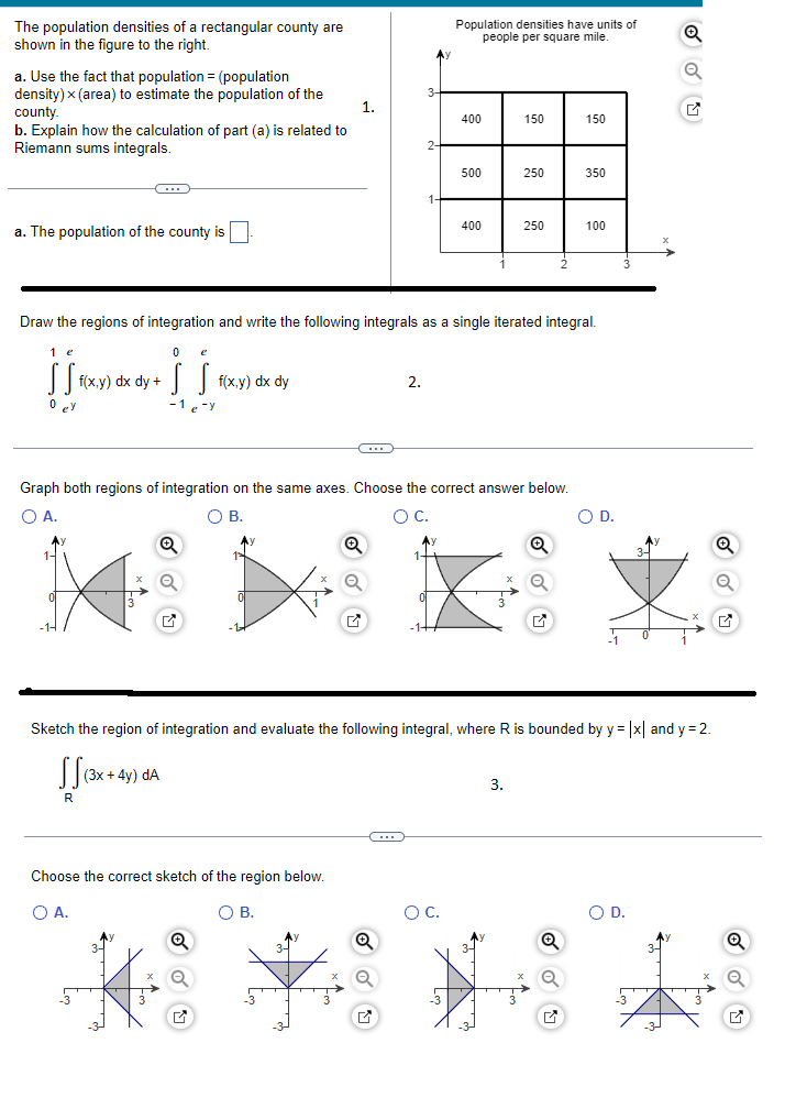 Solved The population densities of a rectangular county are | Chegg.com