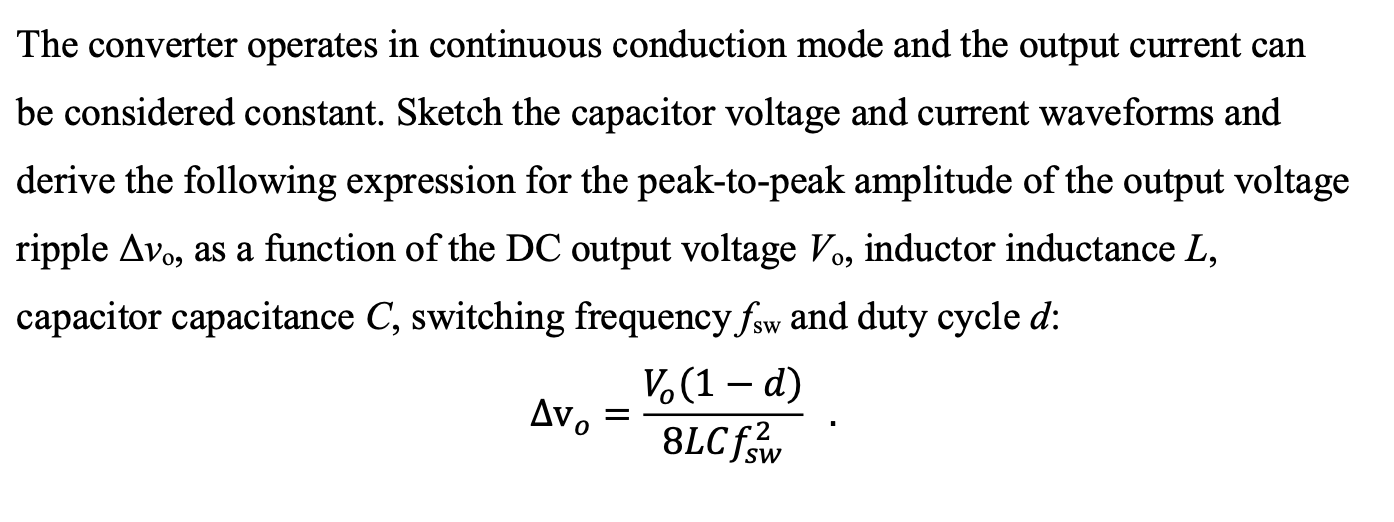 Solved The converter operates in continuous conduction mode | Chegg.com