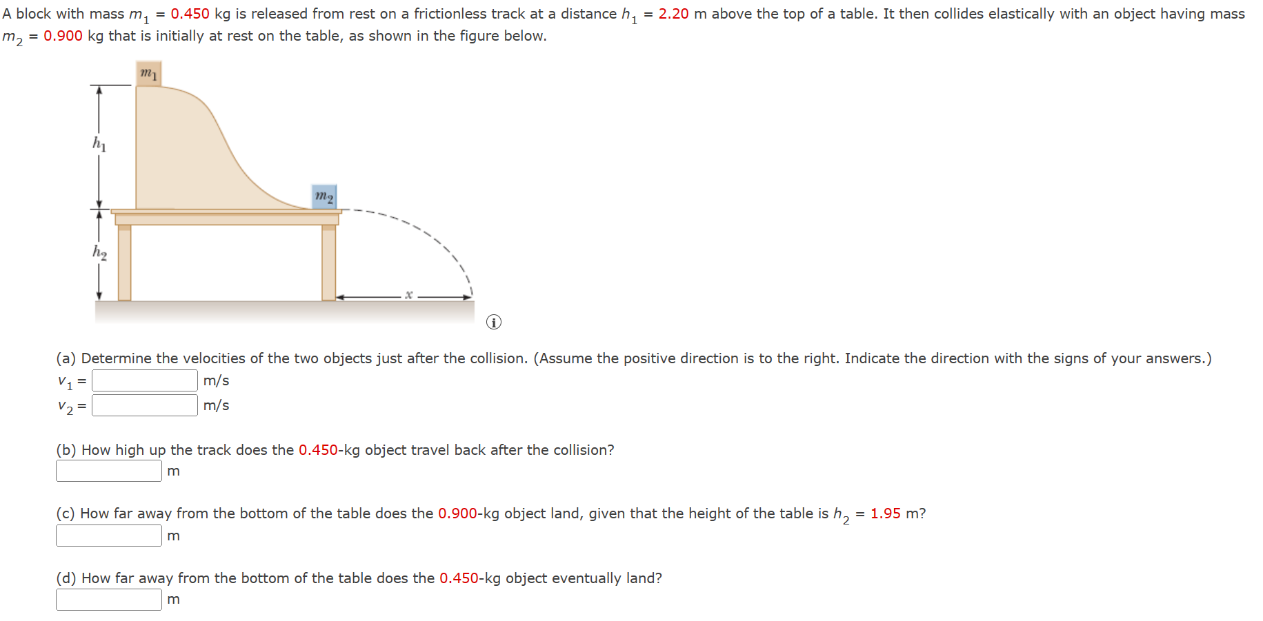 Solved A block with mass m1=0.450 kg is released from rest | Chegg.com