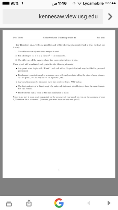 Solved -95% U 1:46 Lycamobile ooo.. kennesaw.view.usg.edu | Chegg.com