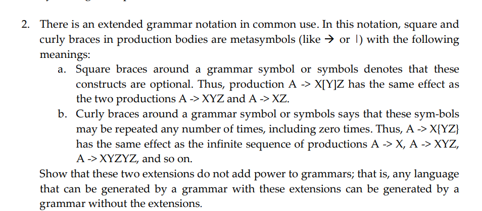 Solved 2 There Is An Extended Grammar Notation In Common 3086