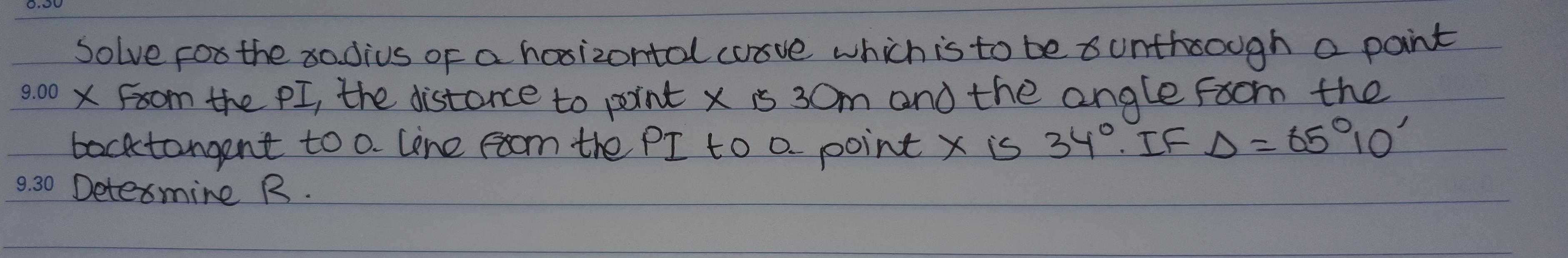 Solved Solve for the zodius of a horizontal curve which is | Chegg.com