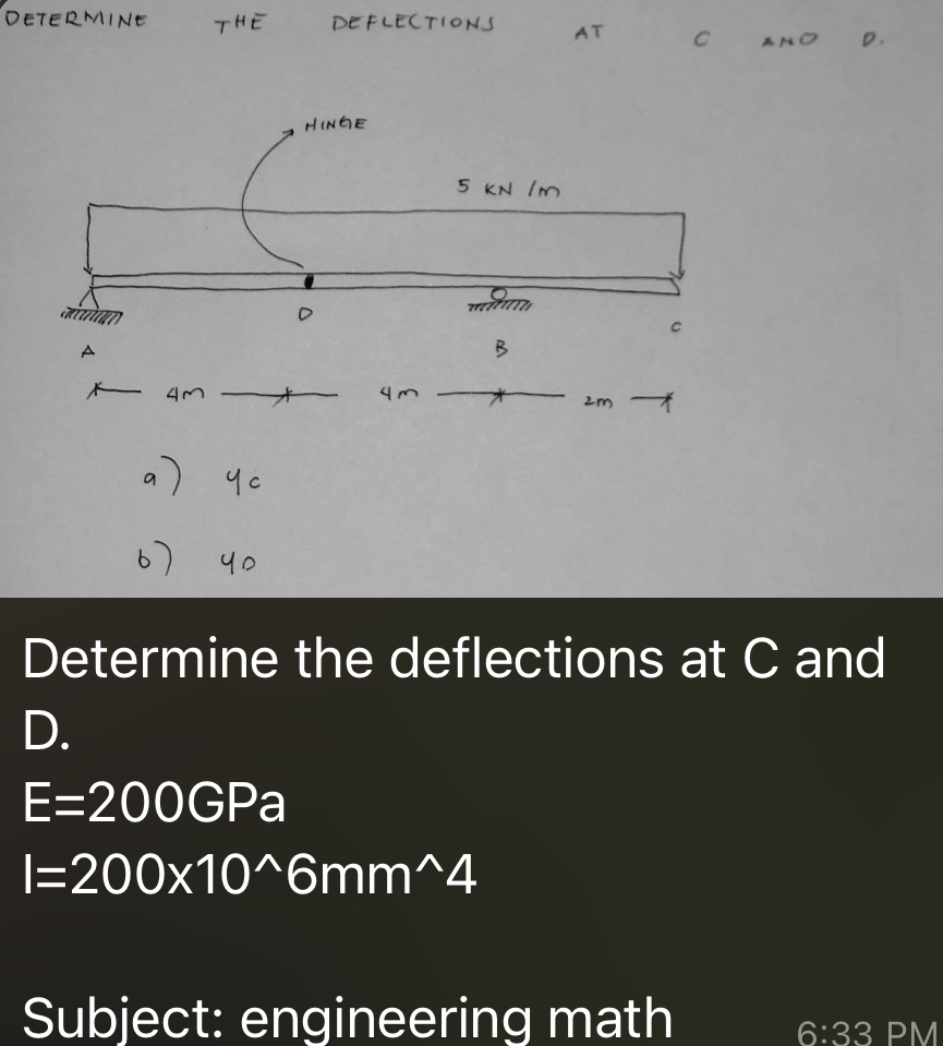 Solved a) 4cb) 40Determine the deflections at C | Chegg.com