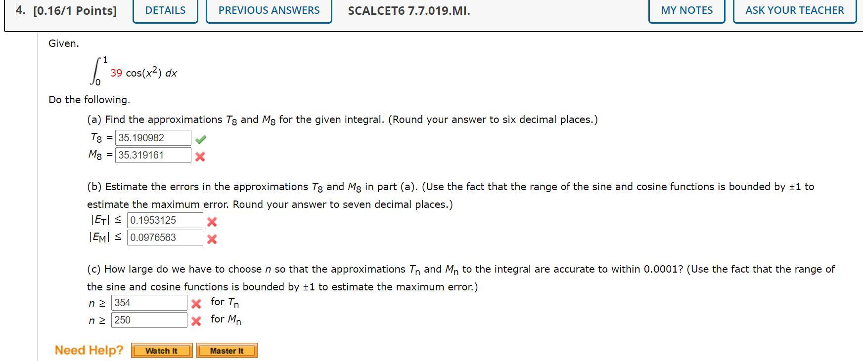 Solved 4. [0.16/1 Points] DETAILS PREVIOUS ANSWERS SCALCET6 | Chegg.com
