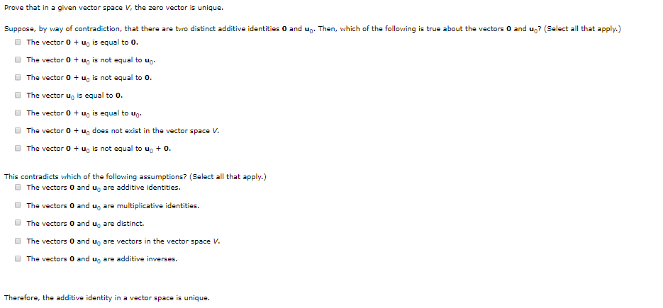 Solved Prove that in a given vector space V, the zero vector | Chegg.com