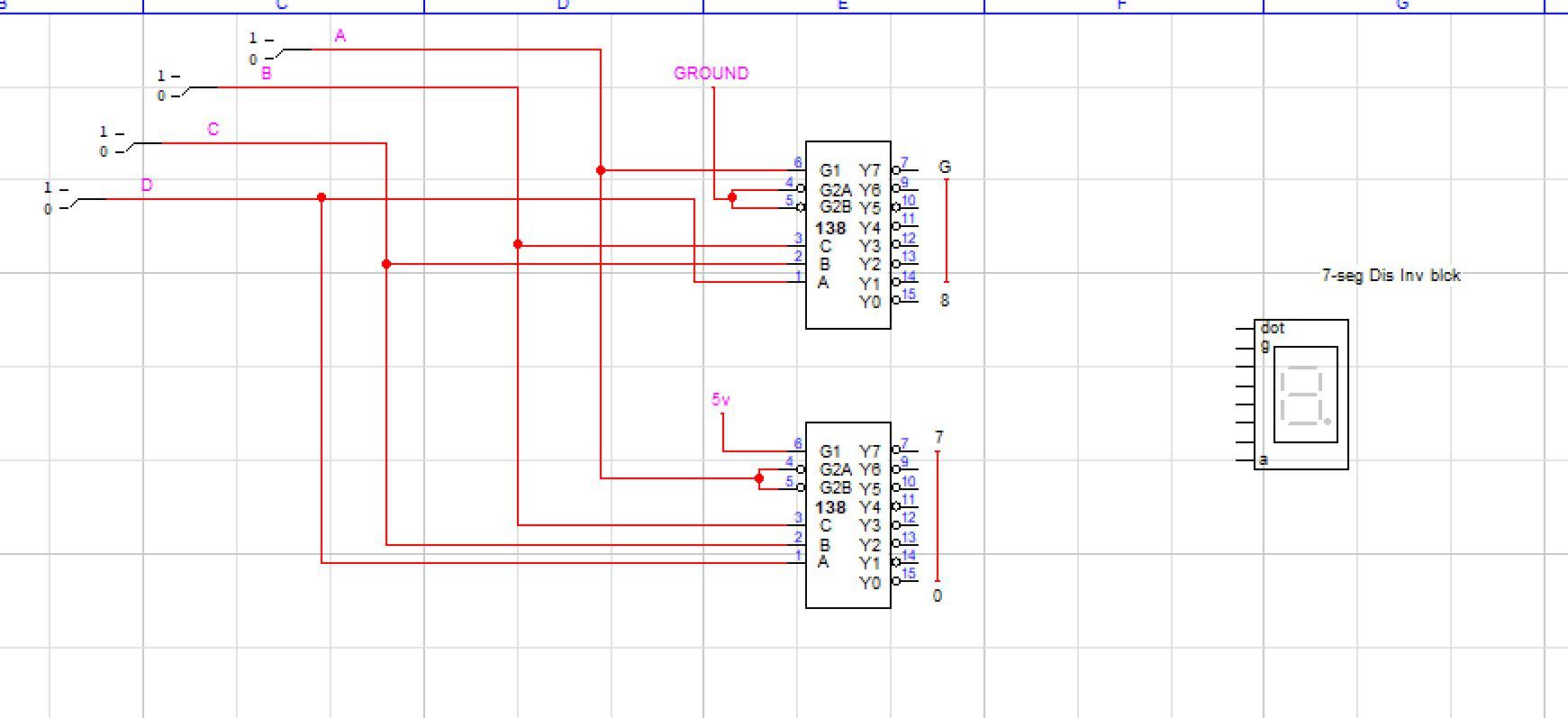 Solved Help on this wiring on logicworks for 7 segment | Chegg.com