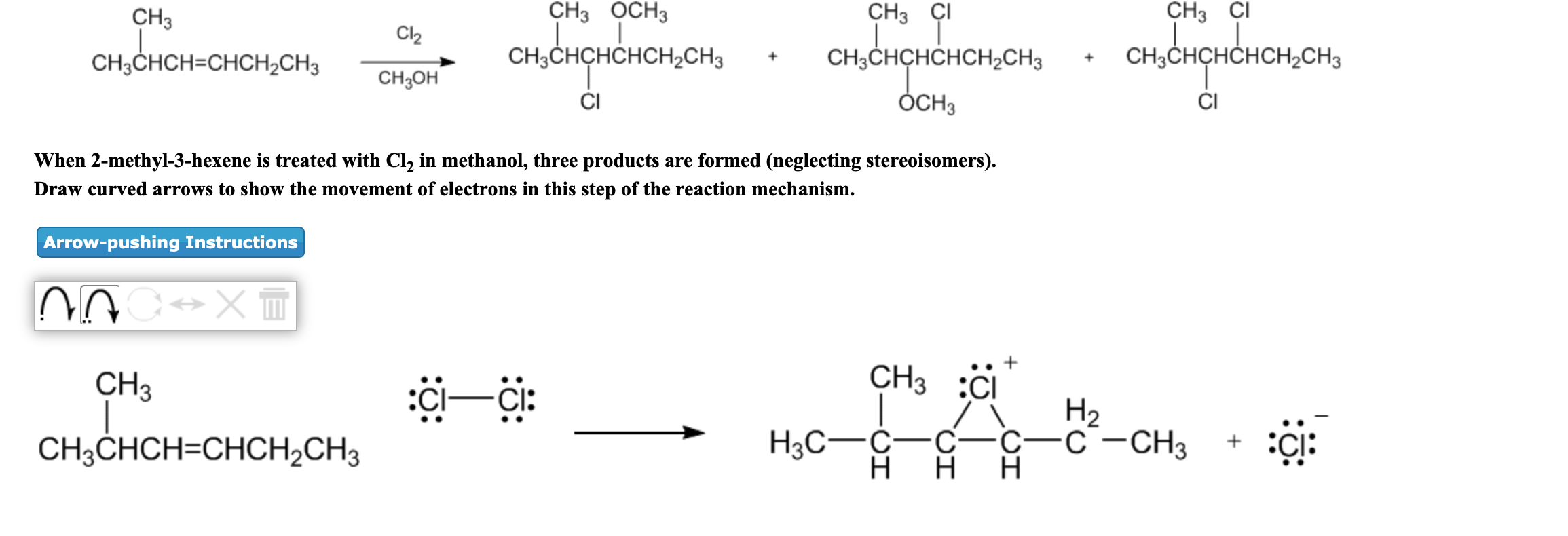 Solved CH3 CH3 OCH3 CH3 ÇI Cl2 CH3 CI CH3CHCHCHCH2CH3 | Chegg.com