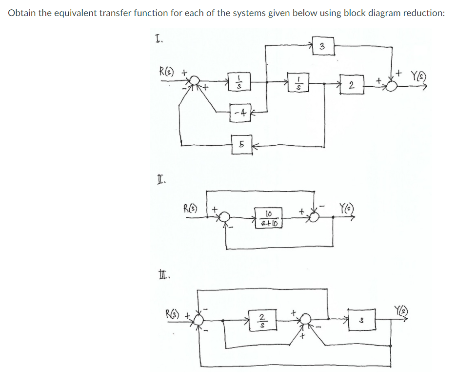 Solved Obtain the equivalent transfer function for each of | Chegg.com