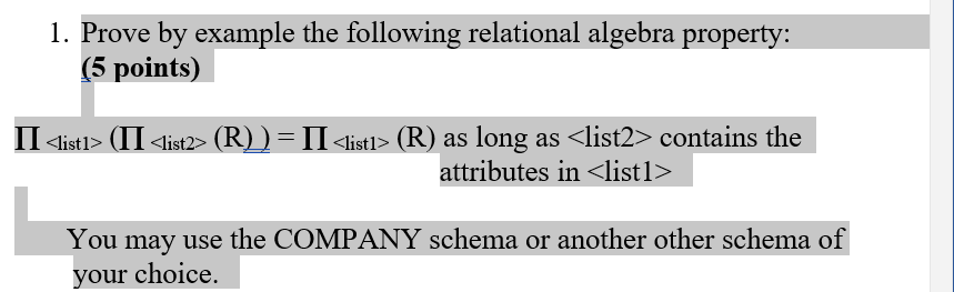 Solved 1. Prove by example the following relational algebra | Chegg.com