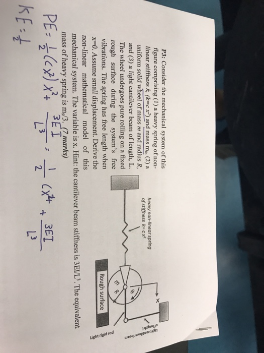 Solved P3: Consider the mechanical system of this figure | Chegg.com