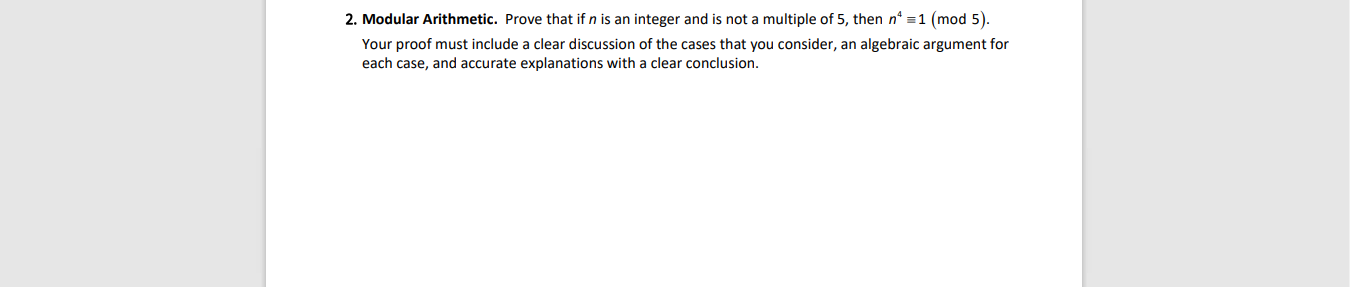 Solved 2 Modular Arithmetic Prove That If N Is An Integer