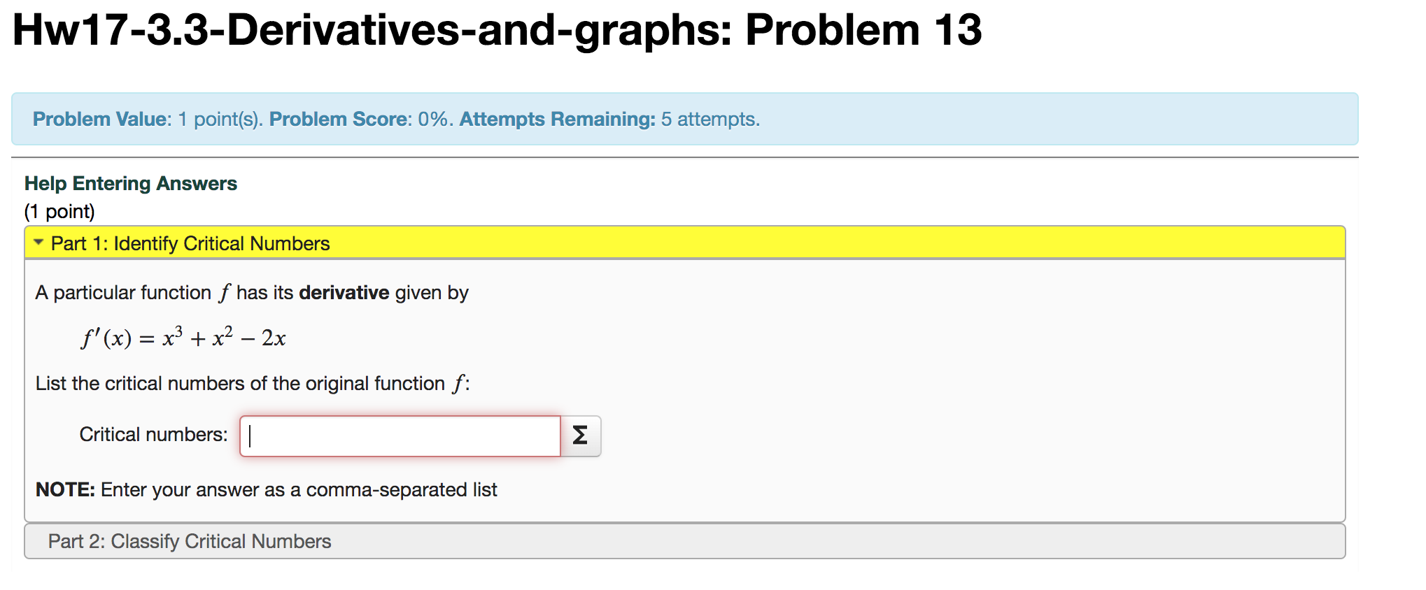 Solved Hw17-3.3-Derivatives-and-graphs: Problem 1 Problem | Chegg.com