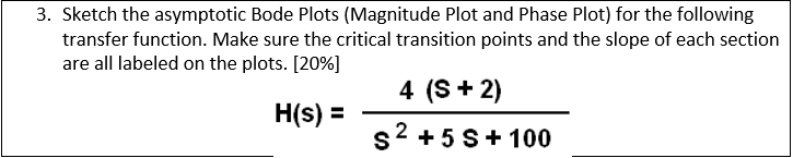 Solved 3. Sketch the asymptotic Bode Plots (Magnitude Plot | Chegg.com
