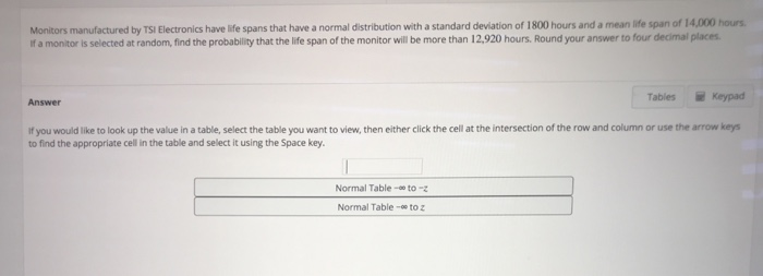 Solved Monitors manufactured by TSI Electronics have life | Chegg.com