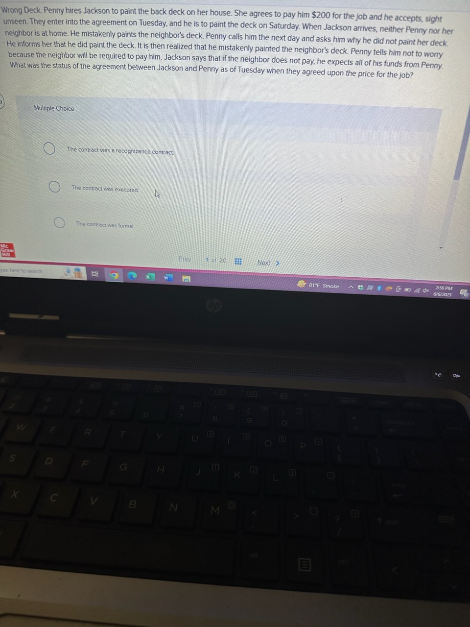 Solved Wrong Deck. Penny hires Jackson to paint the back | Chegg.com