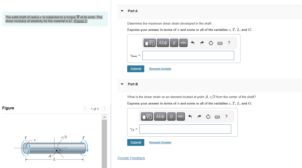 Solved The solid shaft of radius c is subjected to a torque | Chegg.com