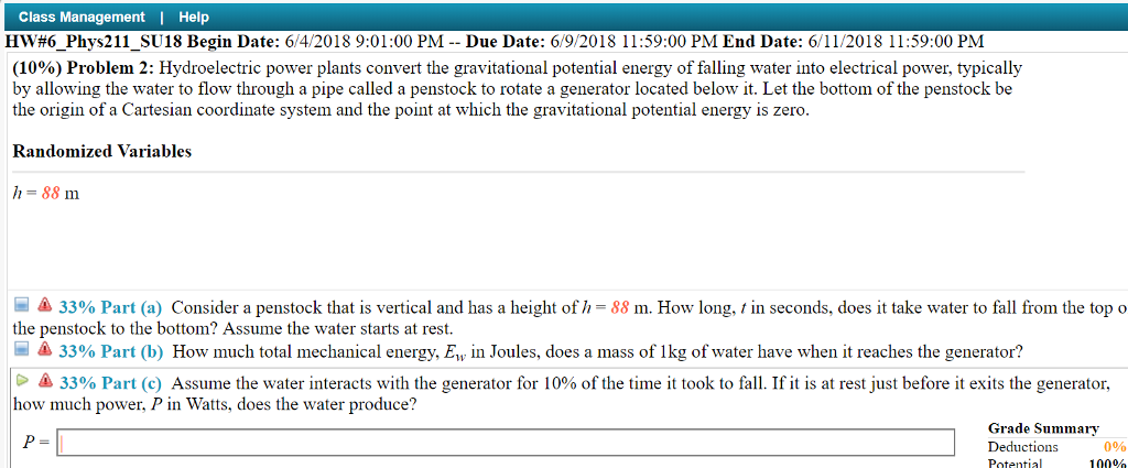 Solved Class Management | Help Hw#6-Phys211-SU 18 Begin | Chegg.com